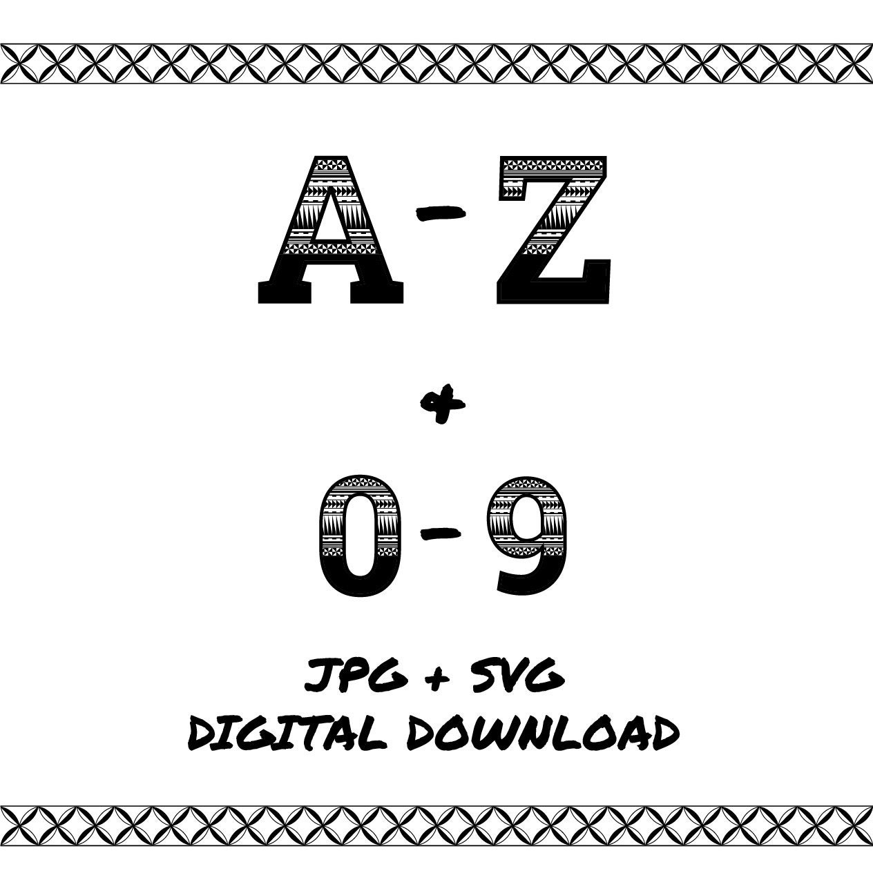 Samoan Tribal Alphabet Set SVG/ JPG Polynesian Tribal Text Font/ Png ...