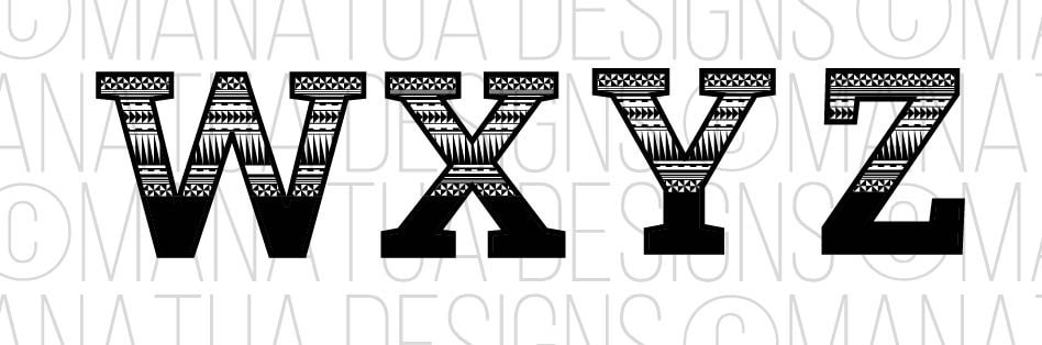 Samoan Tribal Alphabet Set SVG/ JPG Polynesian Tribal Text Font/ Png ...