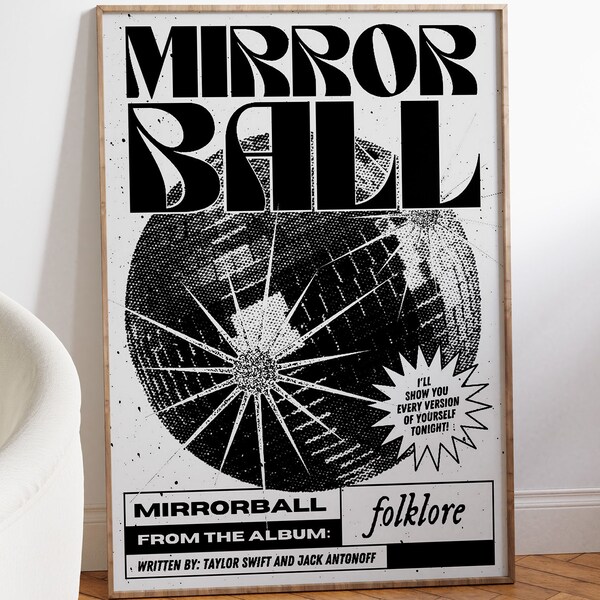 Funky Disco Ball Poster Retro Vintage Print Disco 70s Party Wall Art ...