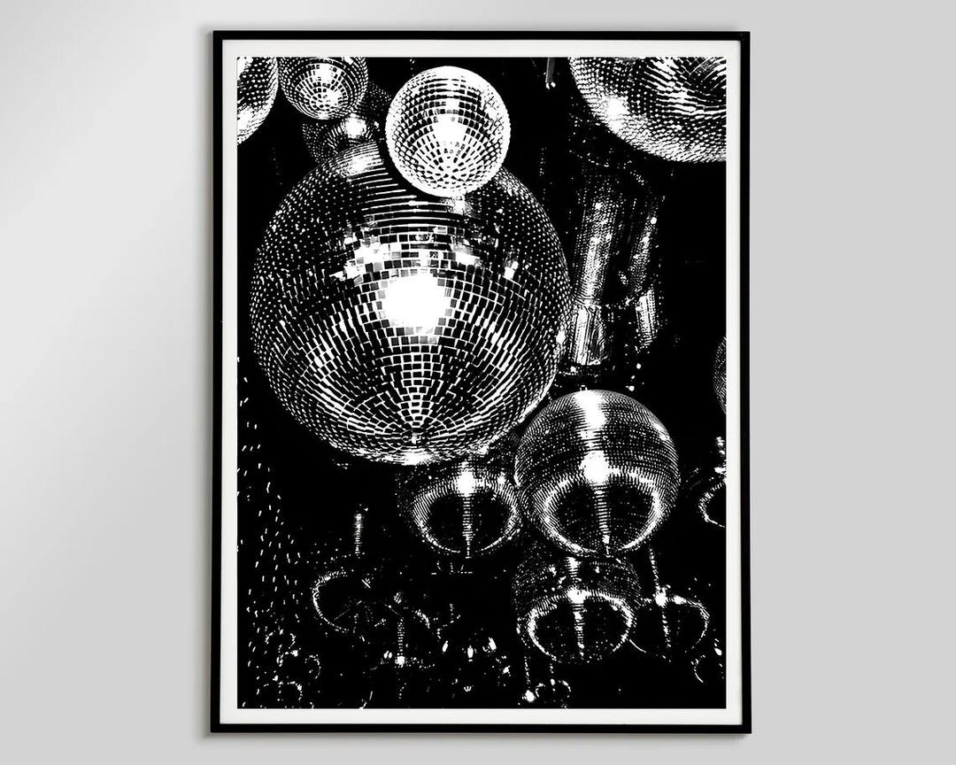 Funky Disco Ball Poster Retro Vintage Print Disco 70s Party Wall Art ...