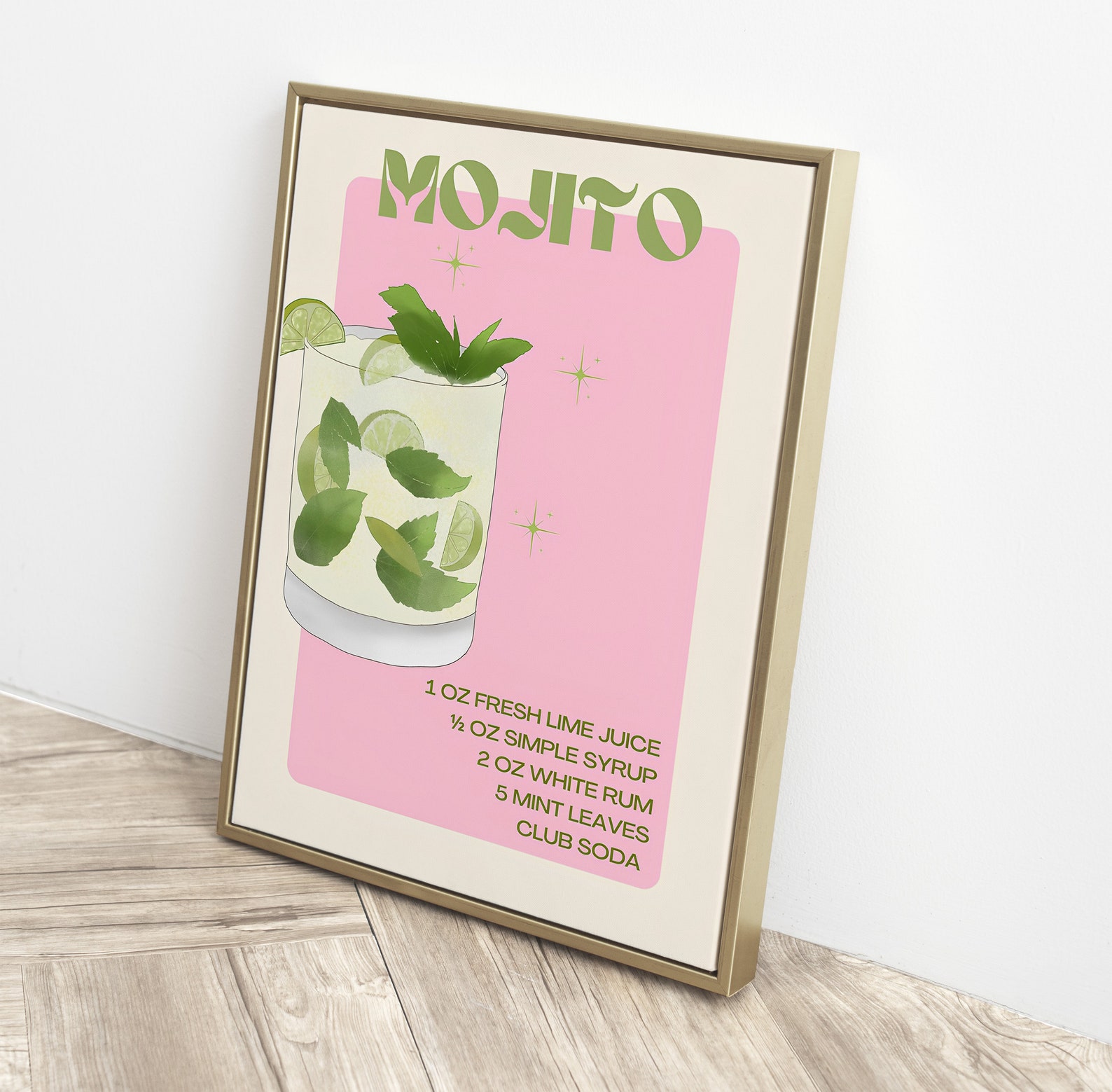 Mojito Bar Cart Poster Modern Home Bar Decor Digital Download - Etsy