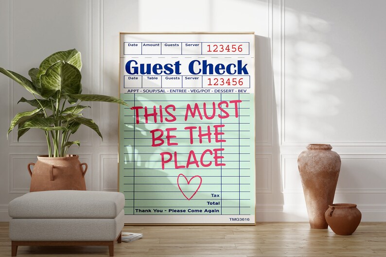 Guest Check Print This Must Be the Place Poster Preppy Wall Art Bar Cart Art Decor Digital ...