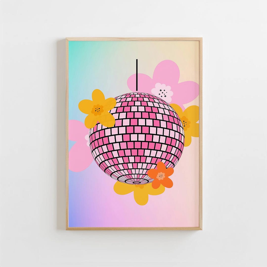 Trendy Mirrorball Prints Disco Ball Wall Art for Girls Bedroom ...