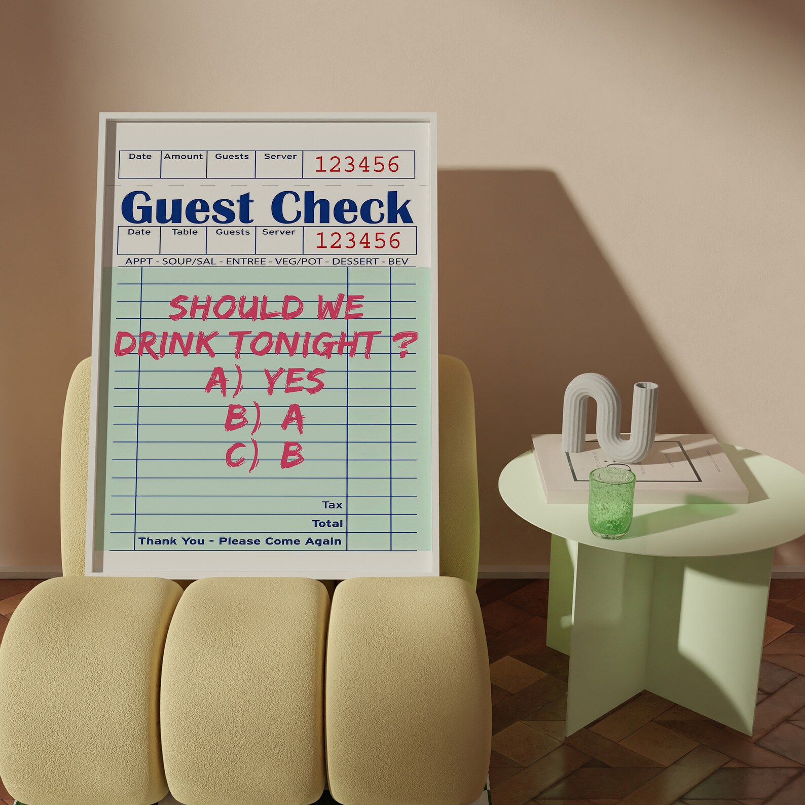 Guest Check Print Funny Bar Cart Wall Art Digital Download - Etsy