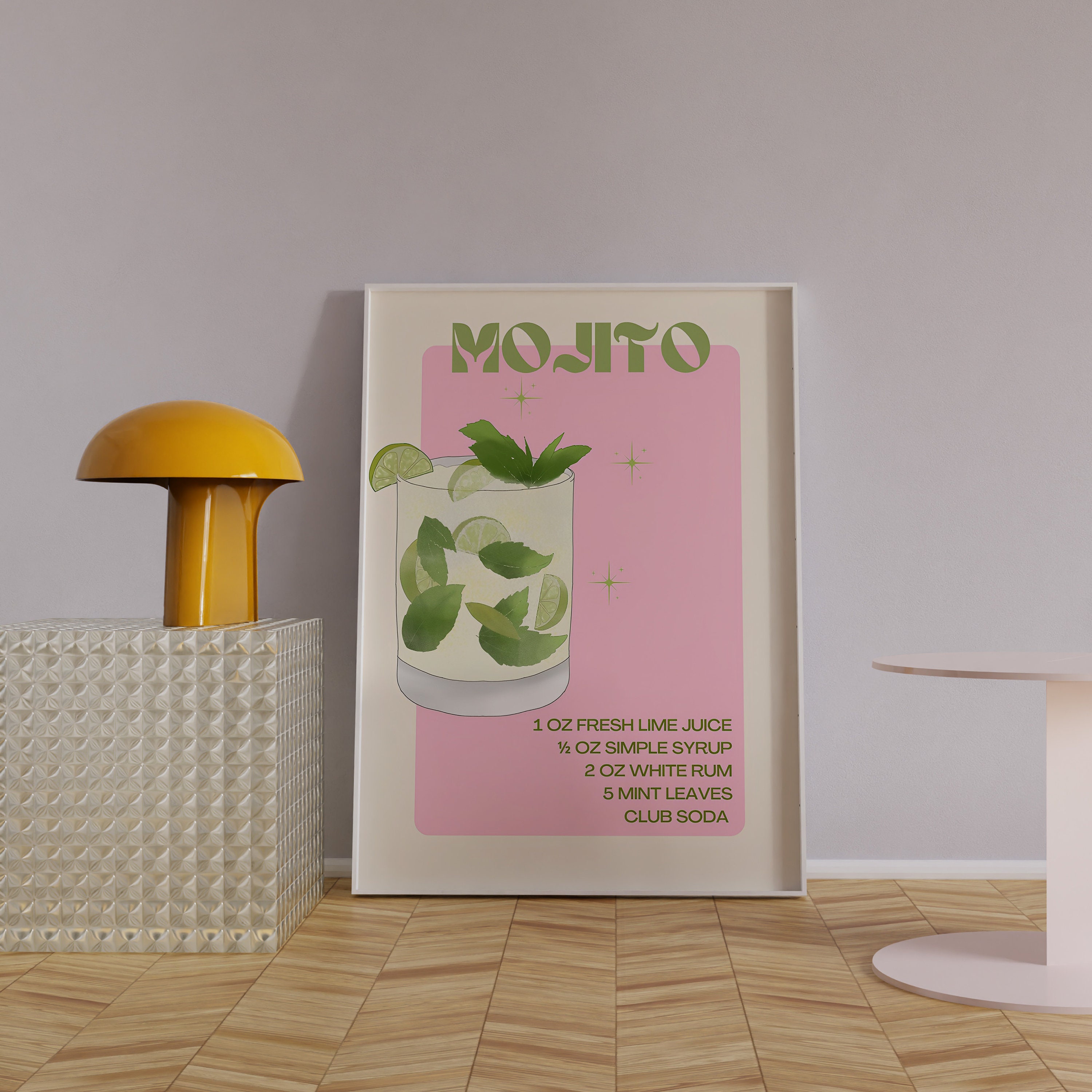 Mojito Bar Cart Poster Modern Home Bar Decor Digital Download - Etsy