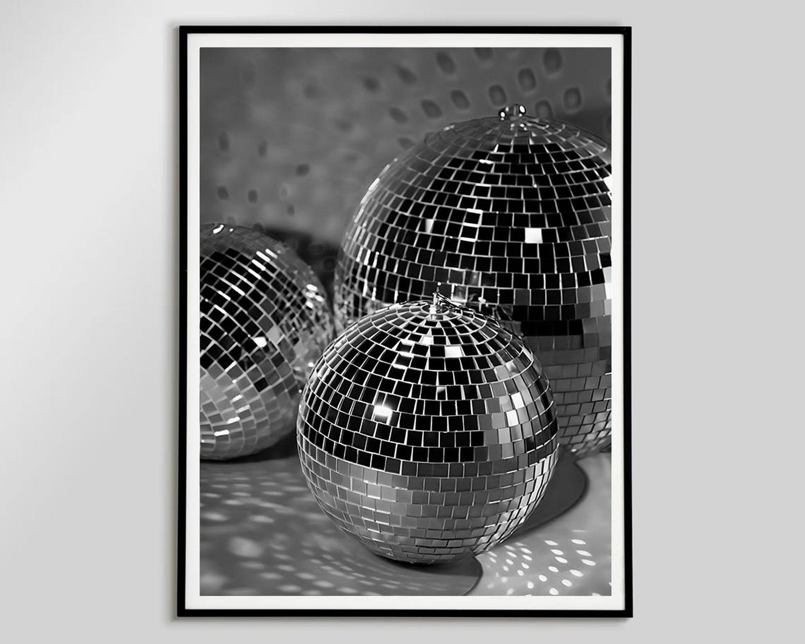 Black and White Disco Ball Poster Modern Bar Cart Wall Art Digital ...
