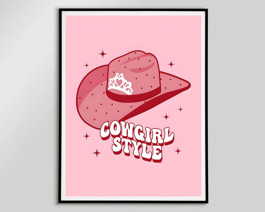 Pink Cowgirl Poster Modern Girls Dorm Room Decor Cowgirl Hat Prints ...