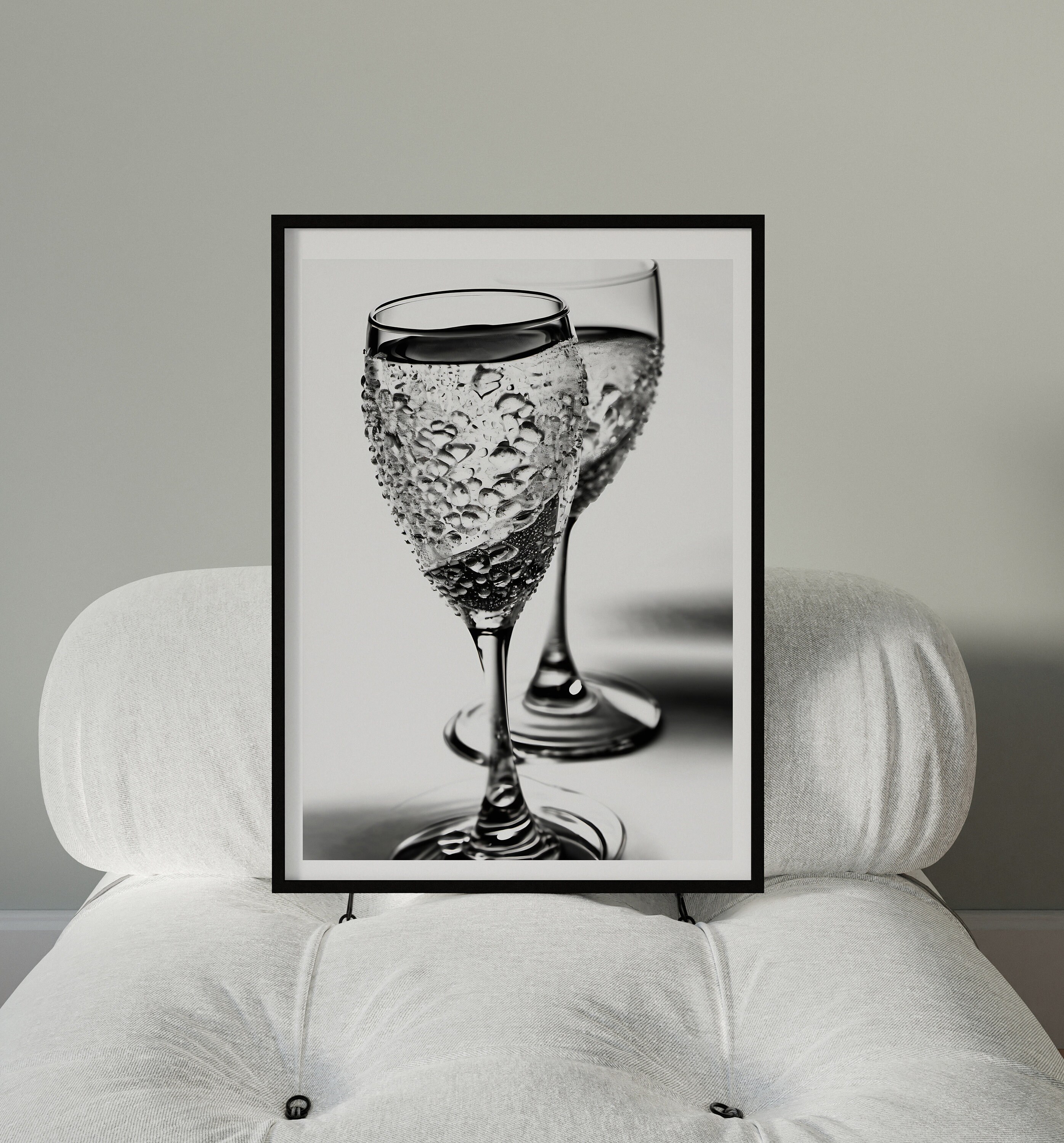 Champagne Flutes Poster Black and White Bar Cart Wall Art Champagne ...