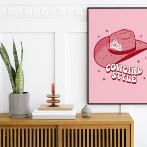 Pink Cowgirl Poster Modern Girls Dorm Room Decor Cowgirl Hat Prints ...