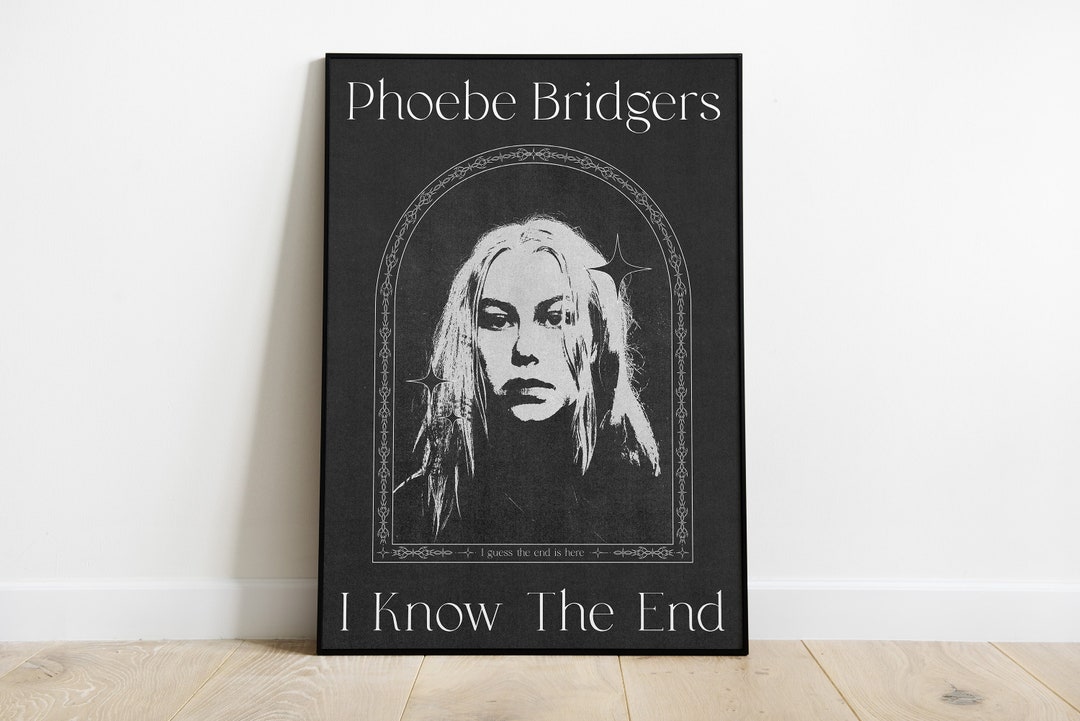 I Know the End Phoebe Bridgers Portrait Poster Black White Wall Art Digital Artwork Punisher ...