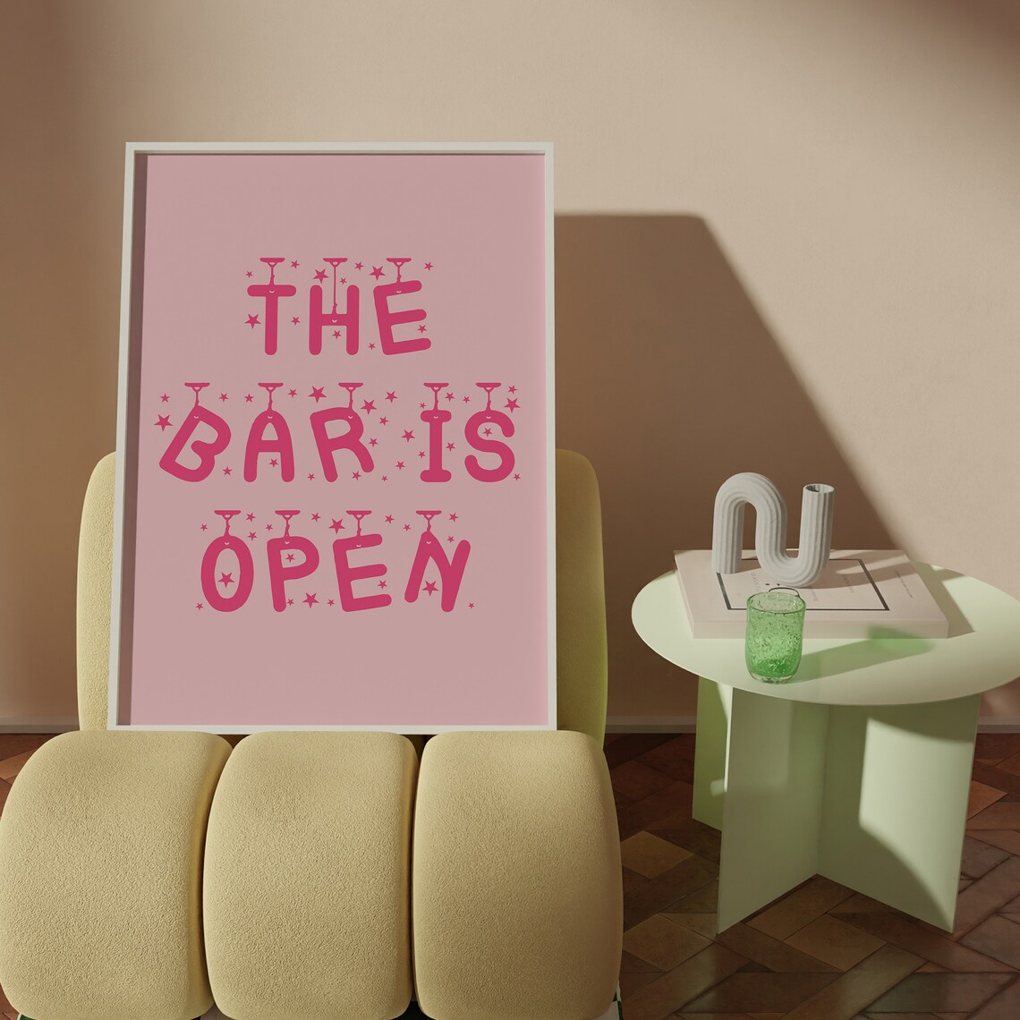 The Bar is Open Print Preppy Bar Cart Wall Art Digital - Etsy