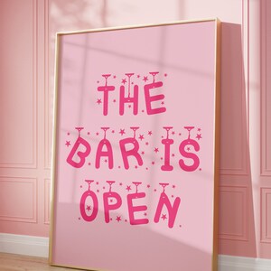The Bar is Open Print Preppy Bar Cart Wall Art Digital Download Girly ...