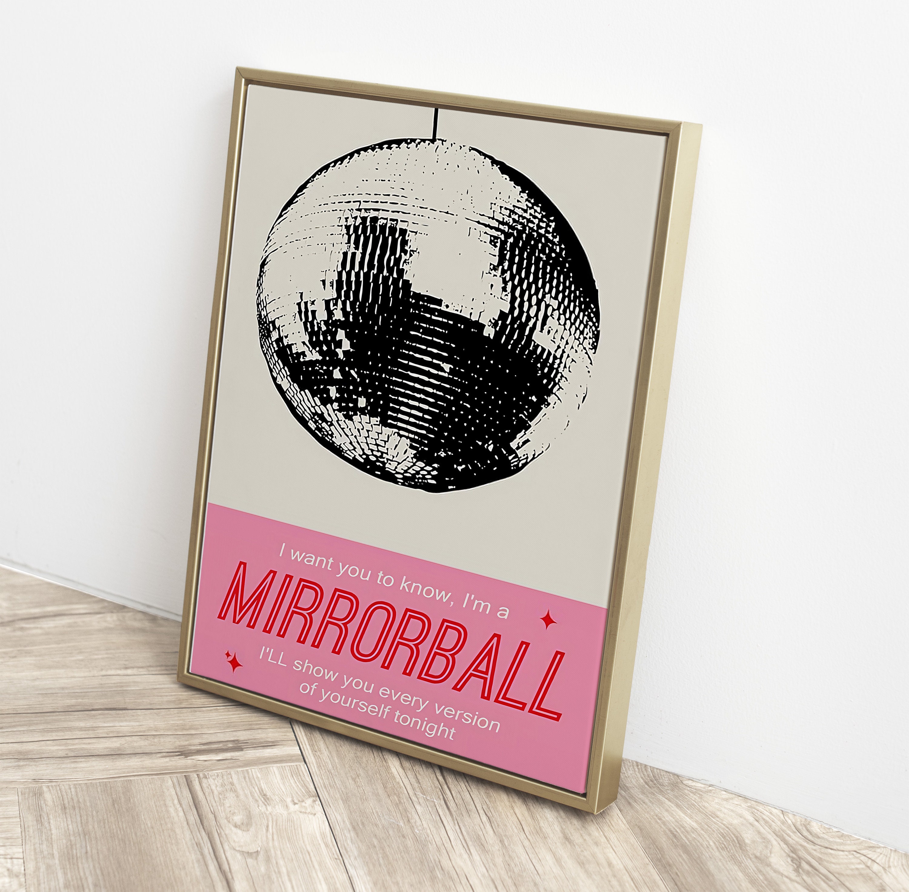Taylor Mirrorball Poster Preppy Disco Ball Wall Art Digital Artwork ...