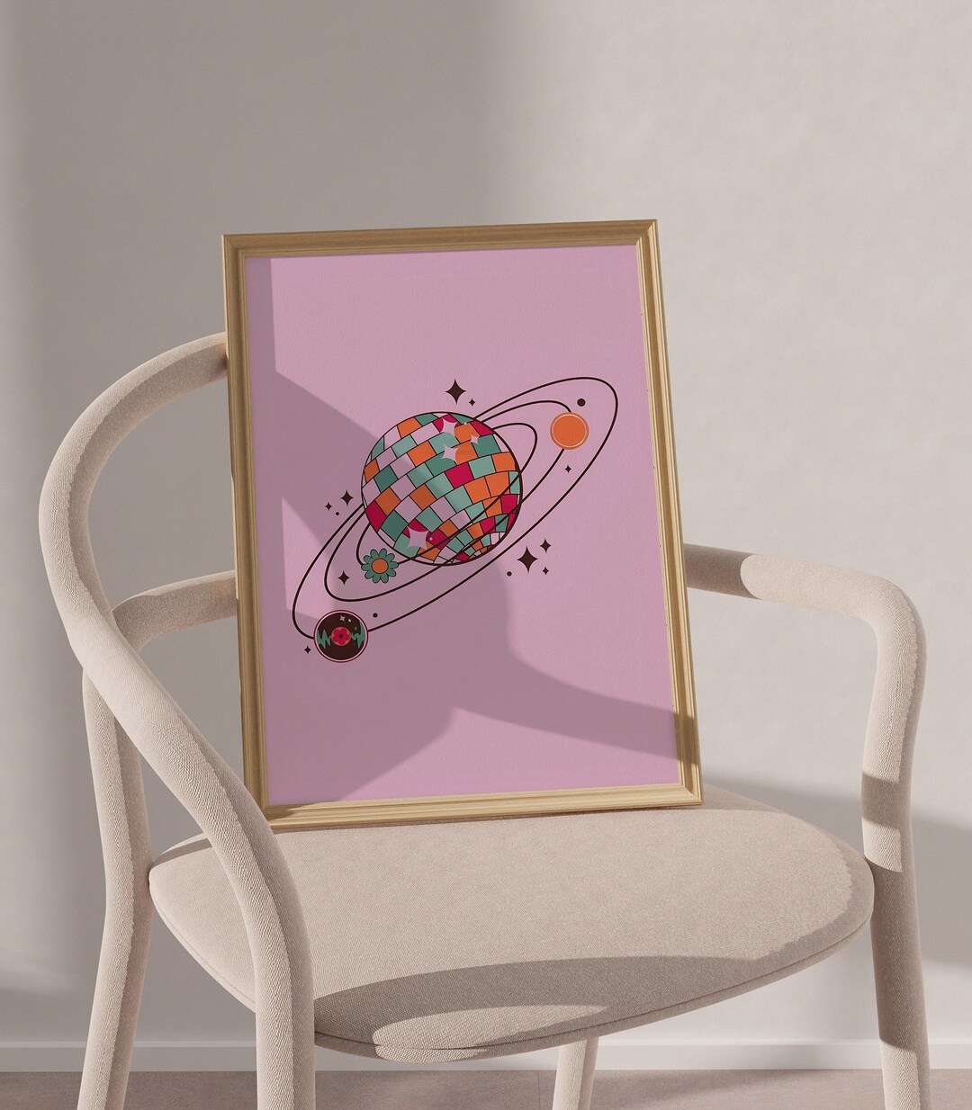 Spinning Disco Ball Planet Poster Preppy Bar Cart Wall Art Digital ...