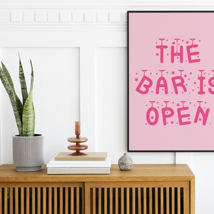 The Bar is Open Print Preppy Bar Cart Wall Art Digital Download Girly ...