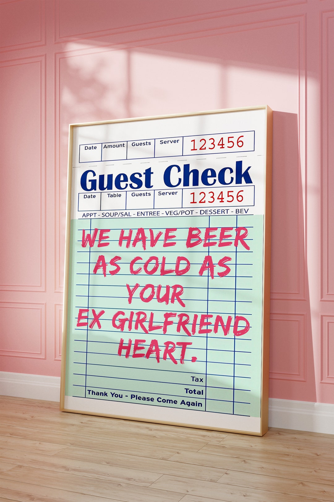 Funny Guest Check Print Bar Cart Wall Decor Digital Download Girly Dorm ...