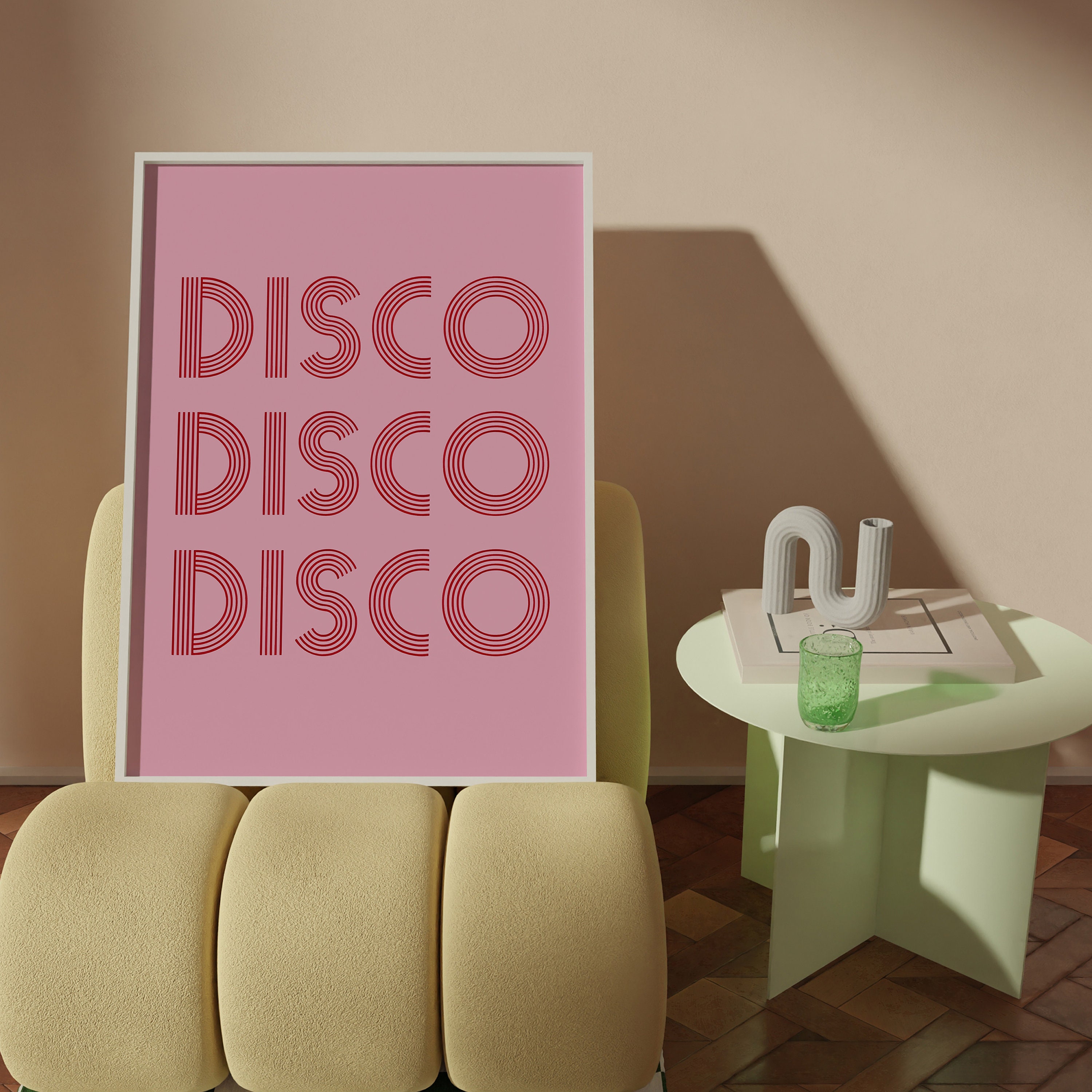 Pink Disco Wall Art Preppy Female Room Decor Digital Download ...
