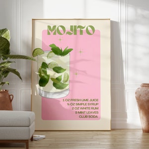 Mojito Bar Cart Poster Modern Home Bar Decor Digital Download Mojito ...