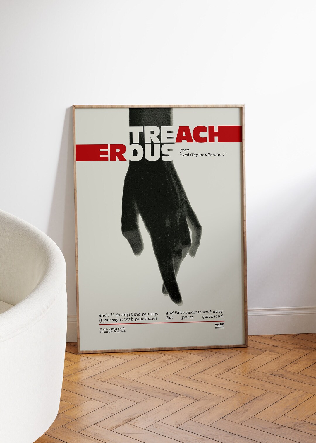Taylor Treacherous Poster Red Song Illustration Music Lyrics Wall Art ...