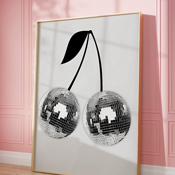 Disco Ball Cherry Poster - Etsy
