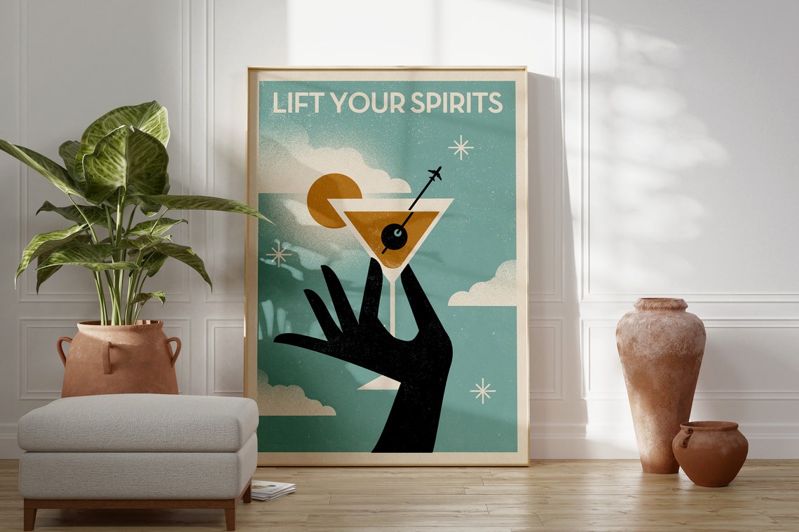 Spirits Bar Cart Poster Modern Home Bar Decor Digital Download - Etsy