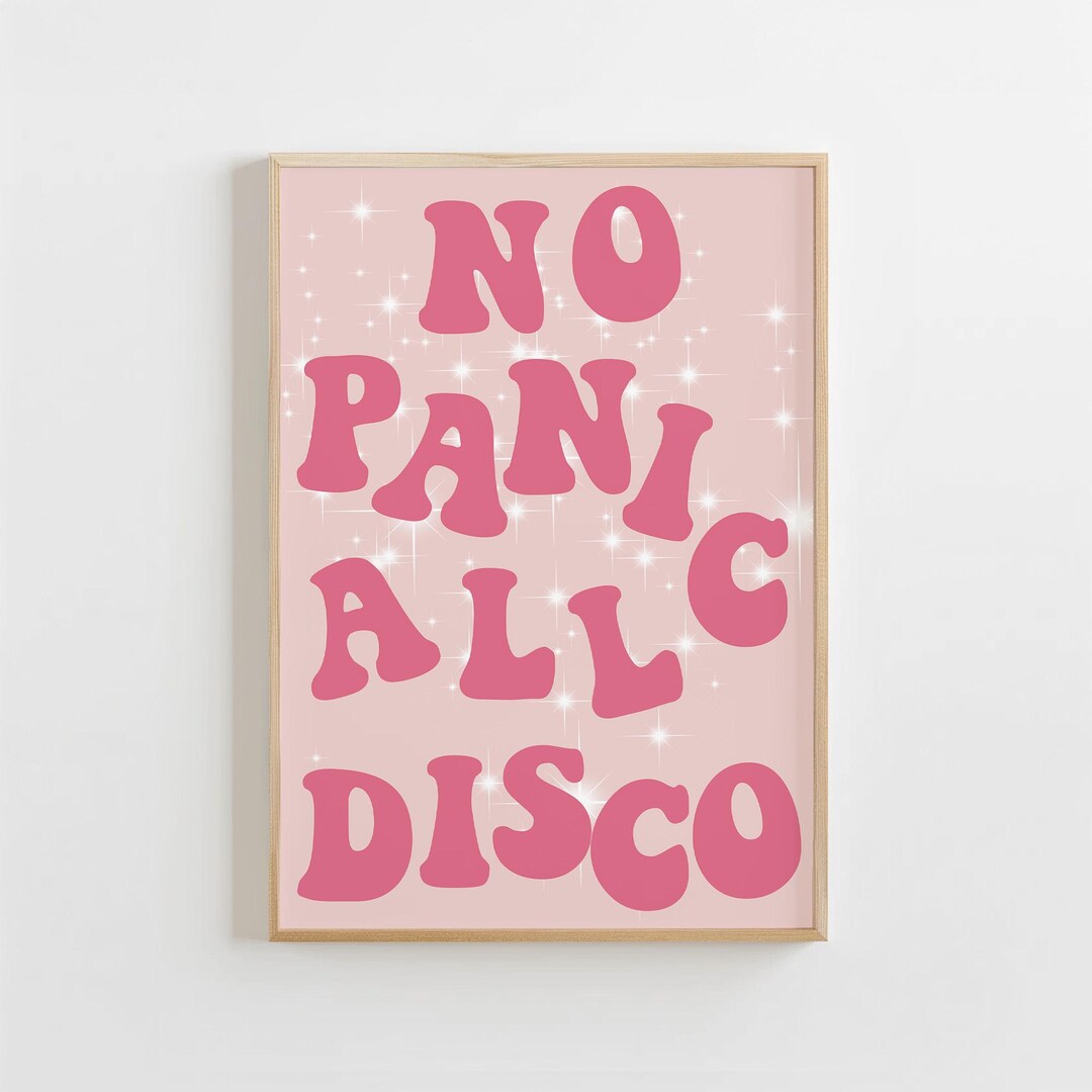 No Panic All Disco Poster Bar Cart Preppy Prints Pink Disco Wall Art ...
