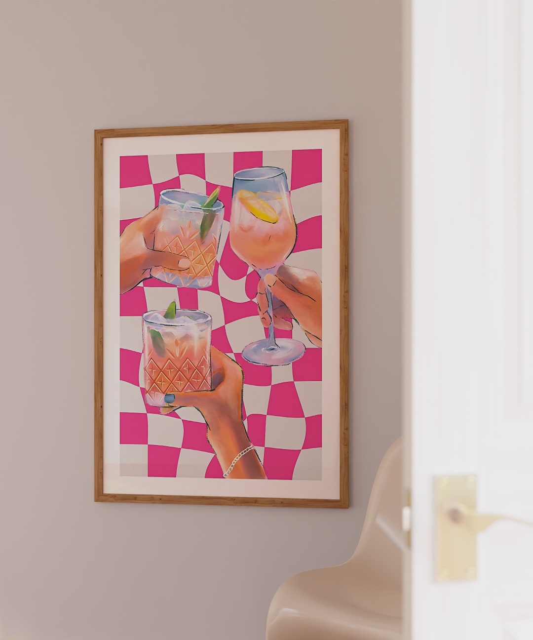Groovy Cocktail Toast Poster Preppy Bar Cart Wall Art Digital Download ...