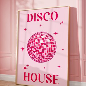 Disco House Printable Disco Ball Wall Art for Girls Bedroom Poster ...