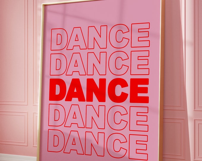 Preppy Dance Floor Poster Pink Dancing Music Wall Art Digital Download ...