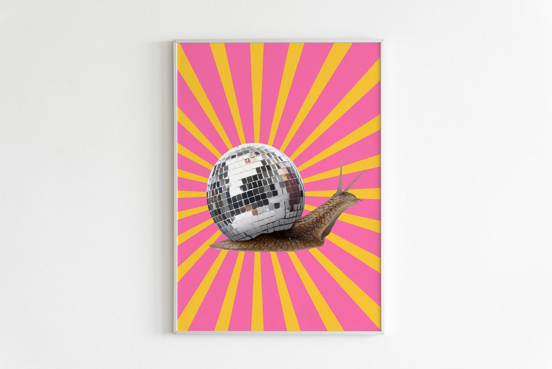 Funky Disco Ball Wall Art Trendy Female Dorm Room Decor Digital ...