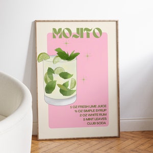 Mojito Bar Cart Poster Modern Home Bar Decor Digital Download Mojito ...