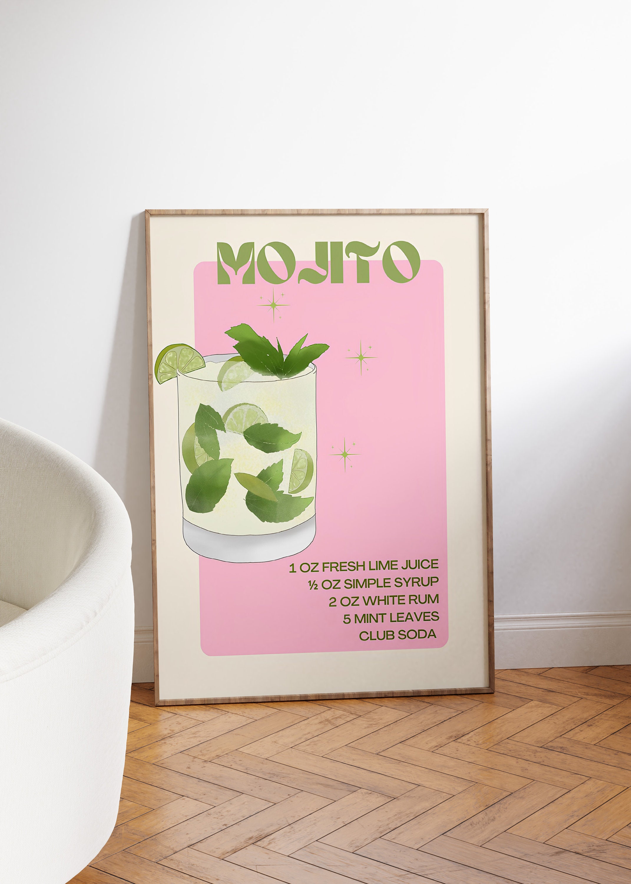 Mojito Bar Cart Poster Modern Home Bar Decor Digital Download - Etsy