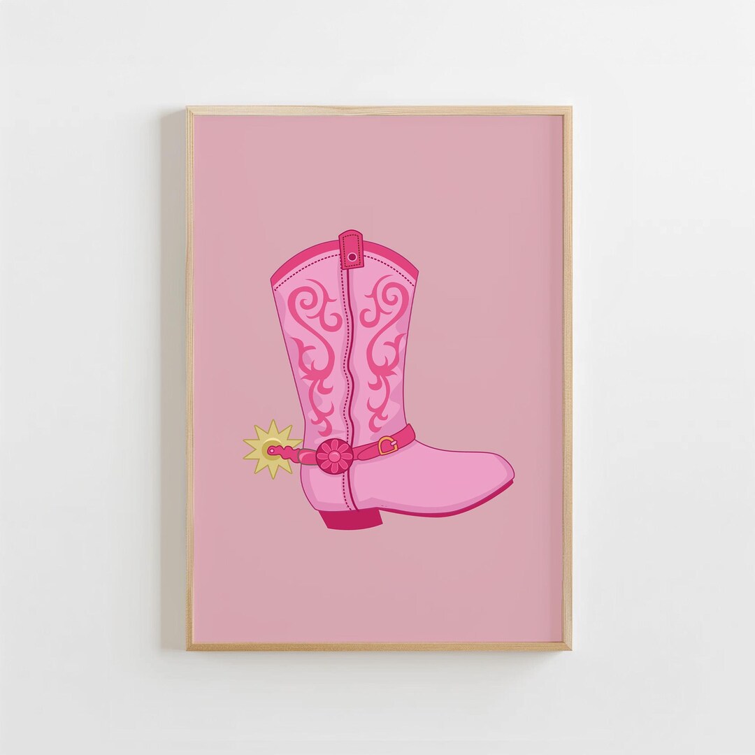Pink Western Boots Prints Cowgirls Wall Art for Girls Bedroom Printable ...