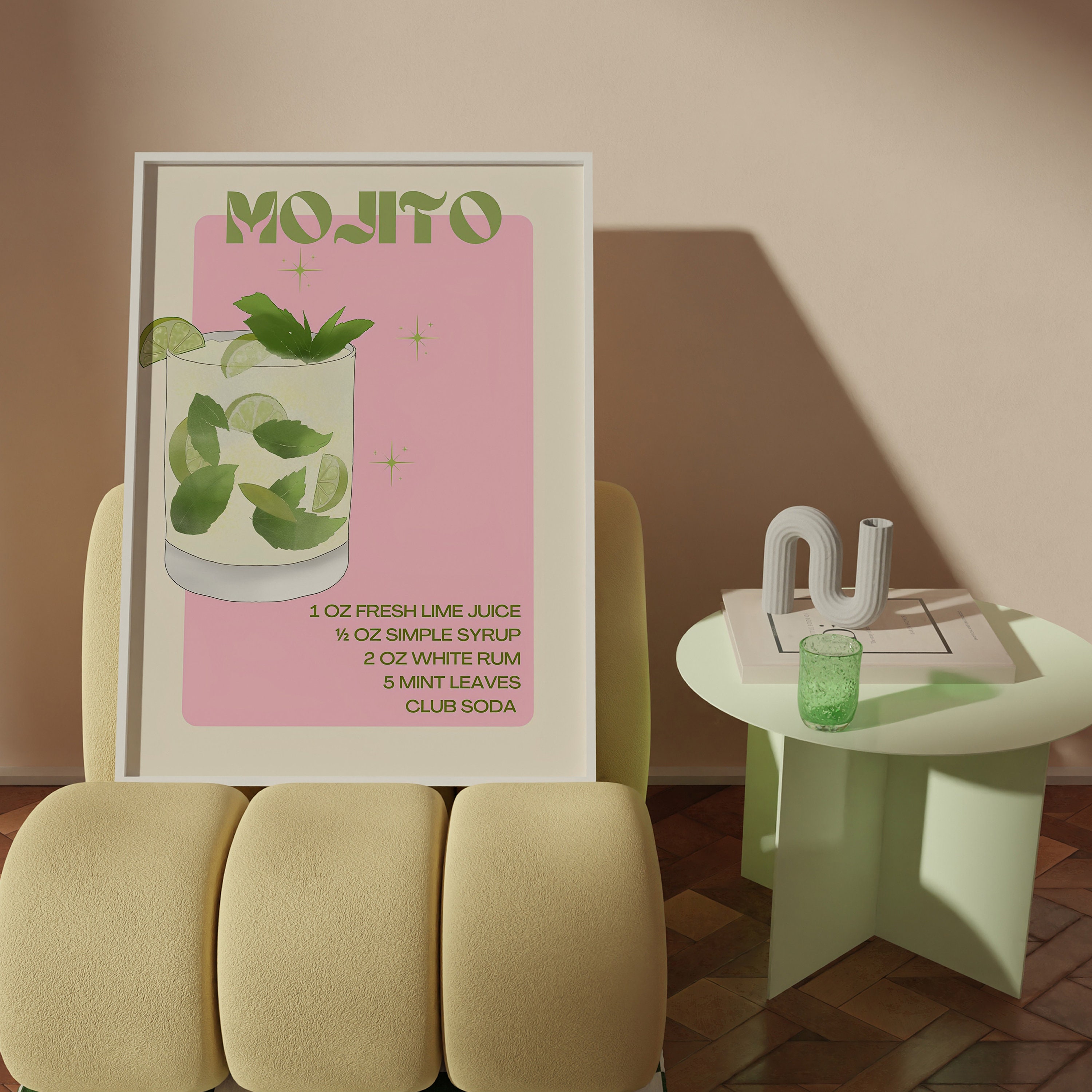 Mojito Bar Cart Poster Modern Home Bar Decor Digital Download - Etsy