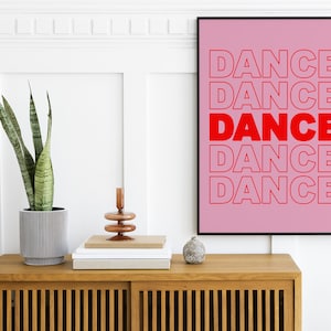 Preppy Dance Floor Poster Pink Dancing Music Wall Art Digital Download ...