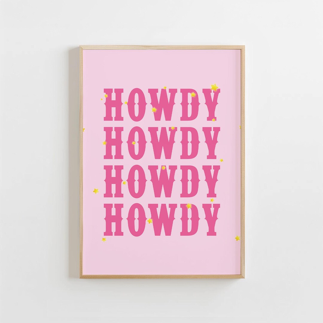 Pink Howdy Prints Funky Poster for Girls Dorm Room Decor Preppy Howdy ...
