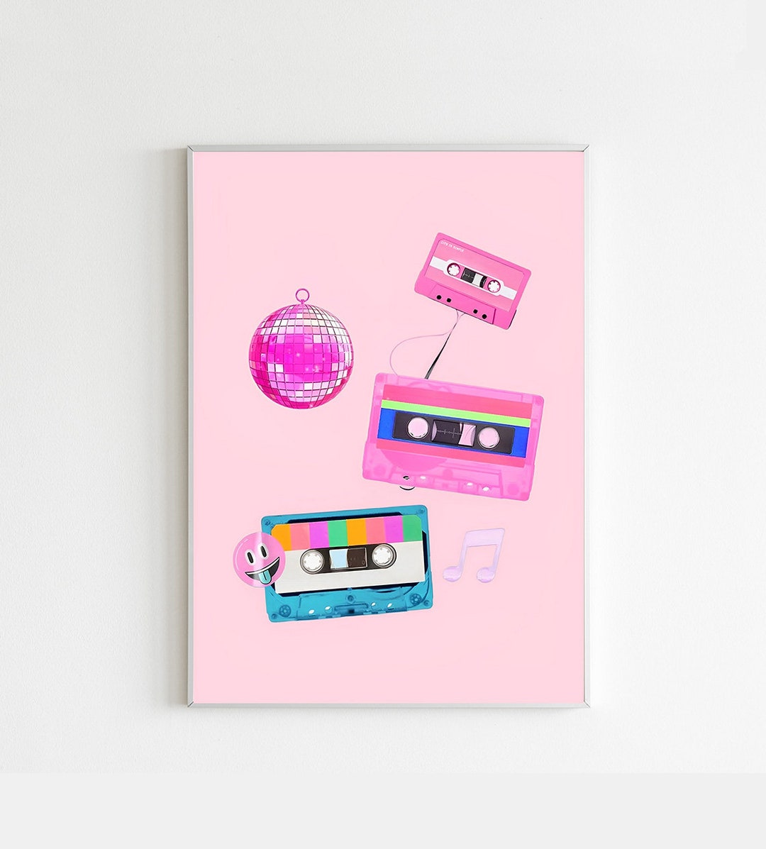 Funky Disco Wall Art Preppy Disco Ball Print Cassette Tape Disco Party ...