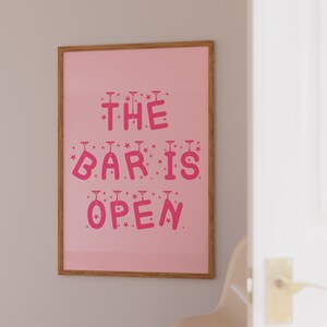 The Bar is Open Print Preppy Bar Cart Wall Art Digital Download Girly ...
