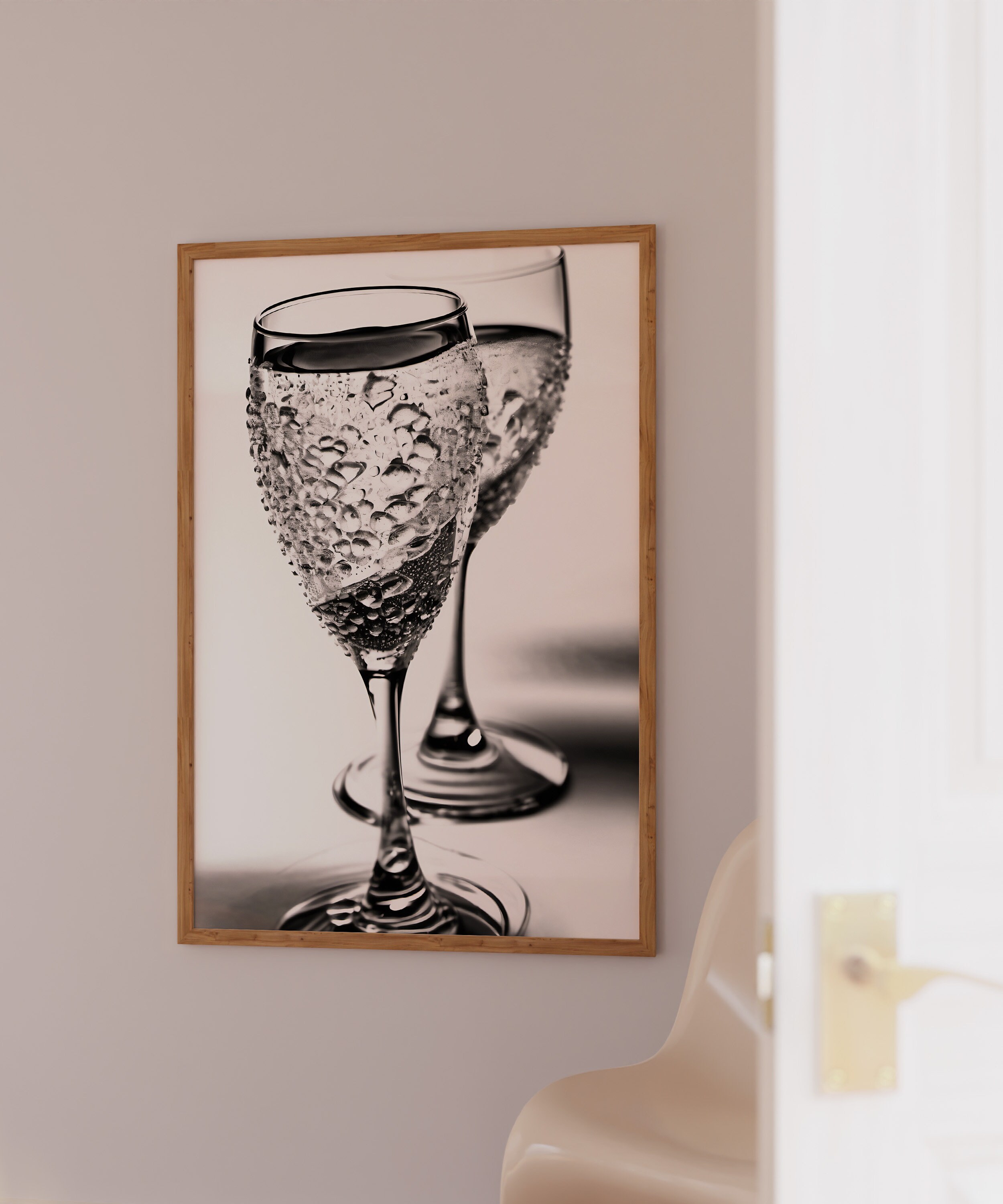 Champagne Flutes Poster Black and White Bar Cart Wall Art Champagne ...