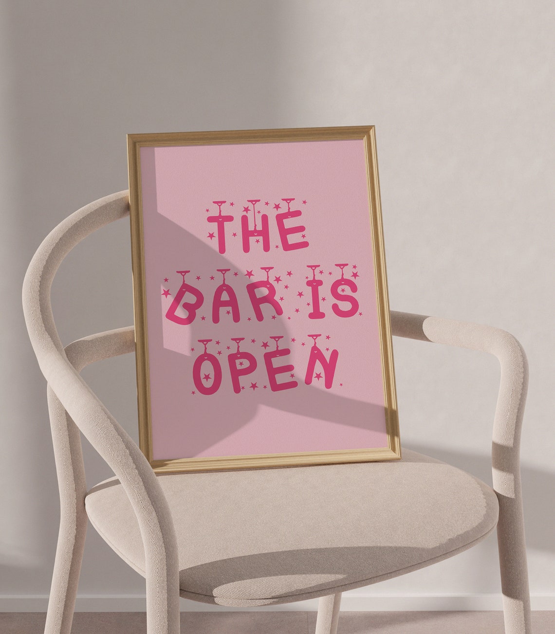 The Bar is Open Print Preppy Bar Cart Wall Art Digital - Etsy