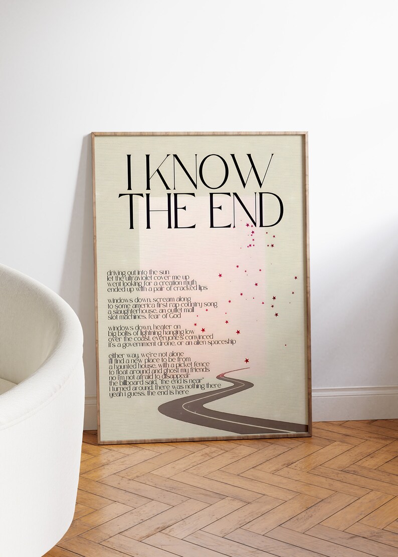 I Know the End Lyrics Phoebe Bridgers Poster Punisher Song Wall Art Digital Artwork Indie Music ...