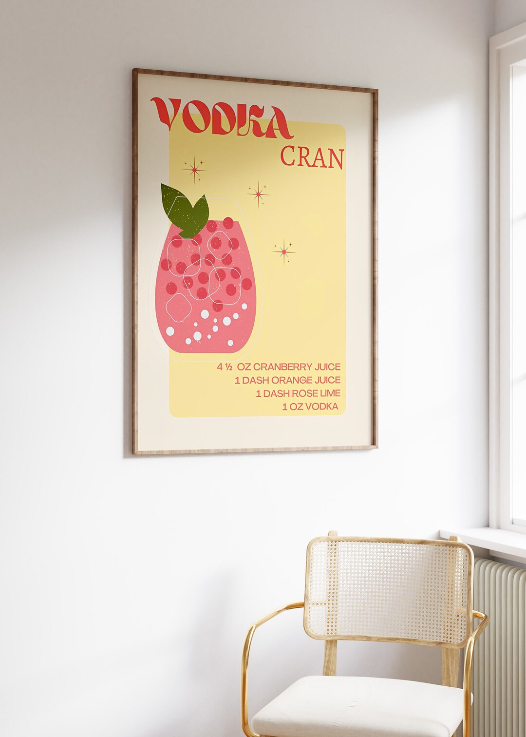 Vodka Recipe Bar Cart Wall Art Trendy Cocktail Print Digital Download ...