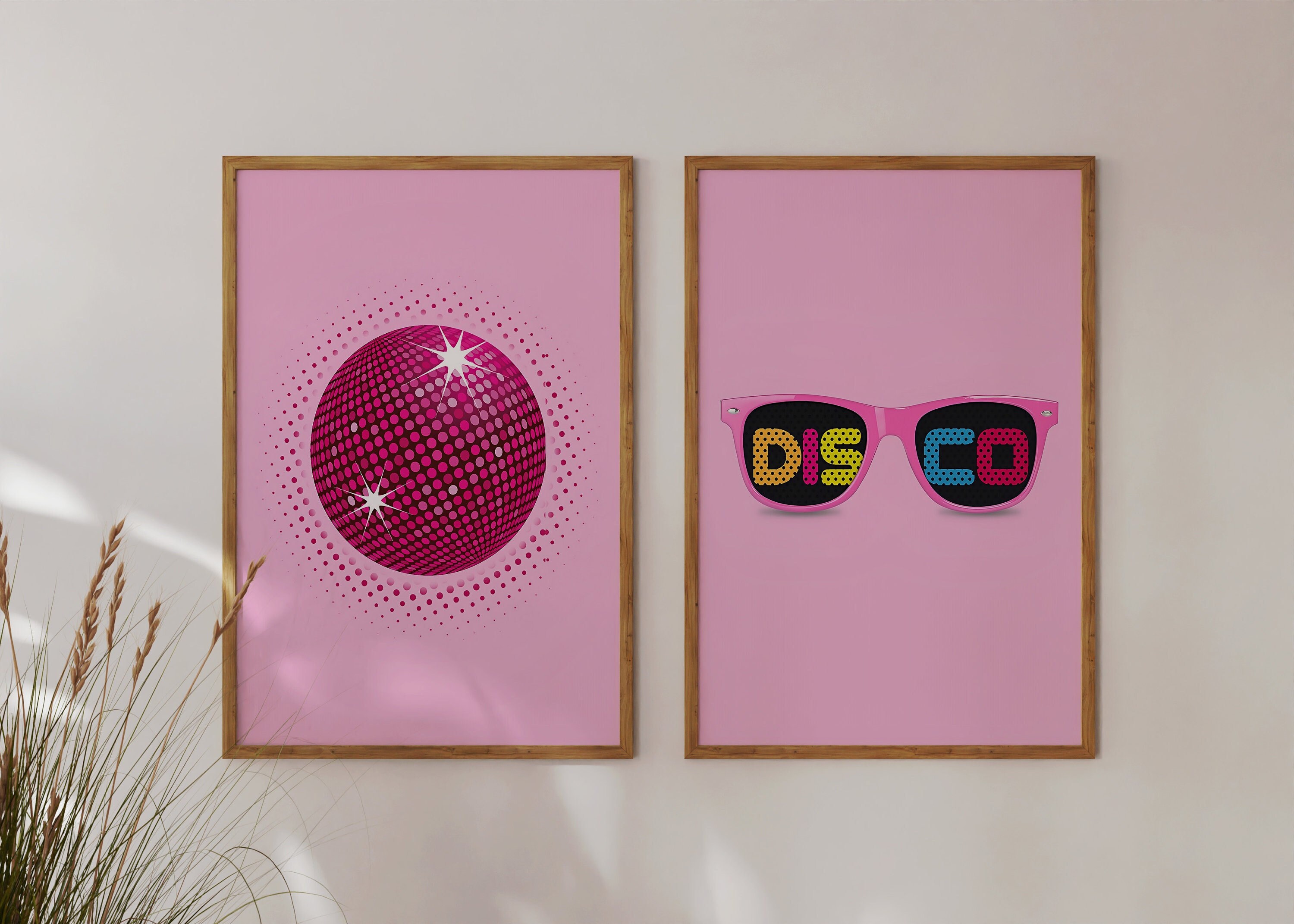 Preppy Disco Wall Art Disco Ball Poster Pink Girly Dorm Room - Etsy
