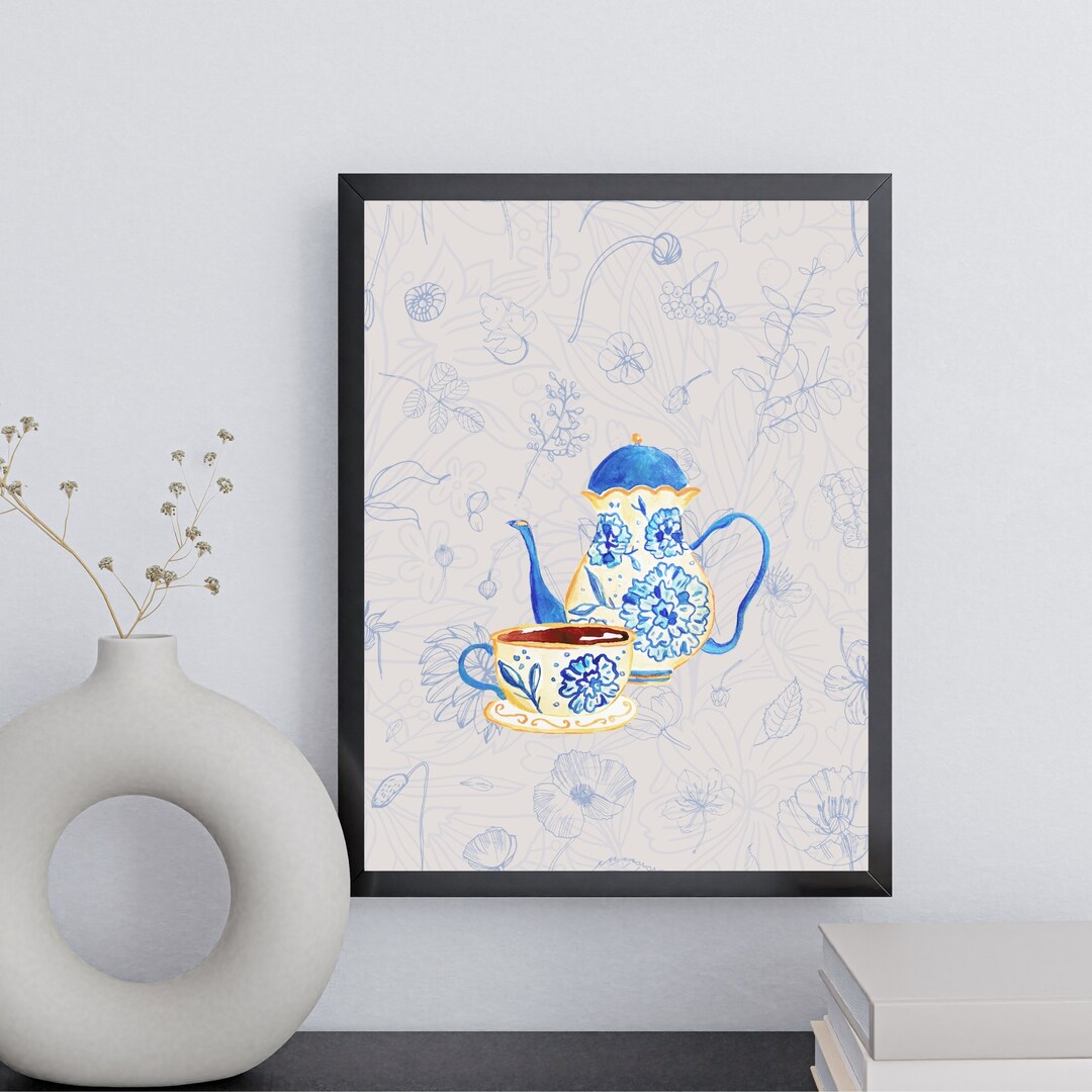 Vintage Tea Print, Digital Download, Coffee Bar Art, Trendy Decor ...
