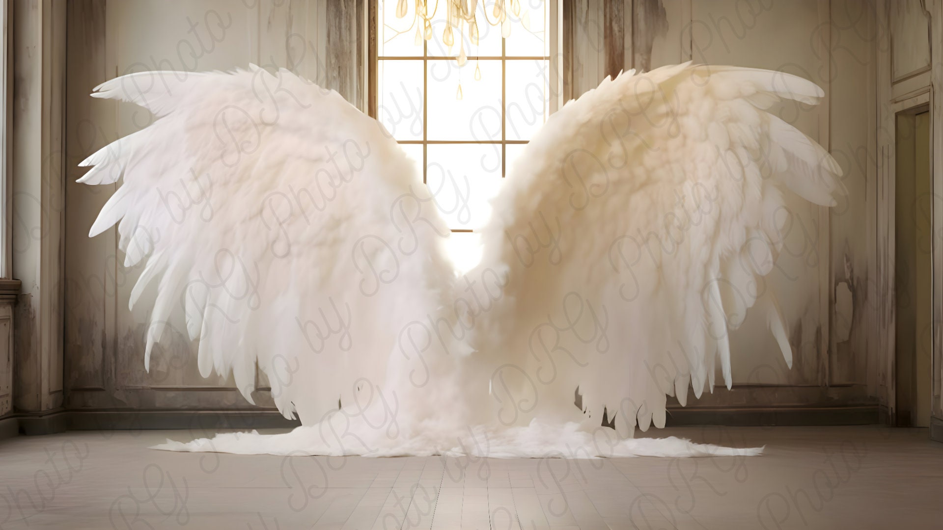 Digital Angel Wings Backdrop in Contemporary Setting - Instant Download ...