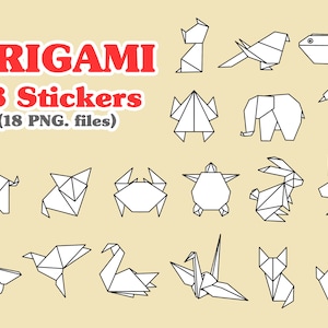 18 ORIGAMI Sticker Designs, Digital Sticker Pack, Stickers Bundle ...