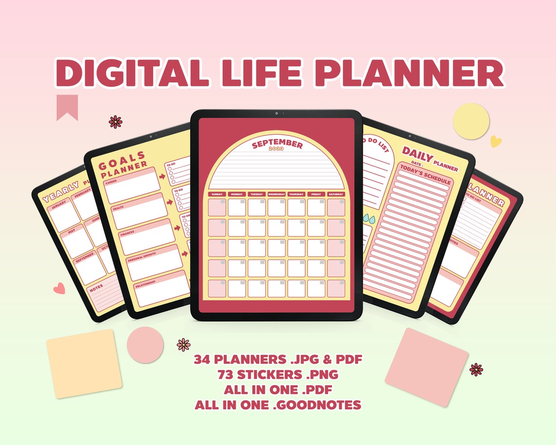 Digital Planner Printable Daily Weekly Monthly Yearly - Etsy