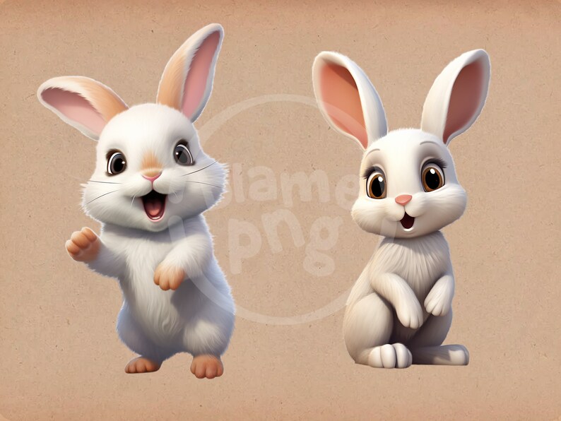 Cartoon Rabbit Clipart Cute Baby Rabbit PNG Rabit Clip Art - Etsy