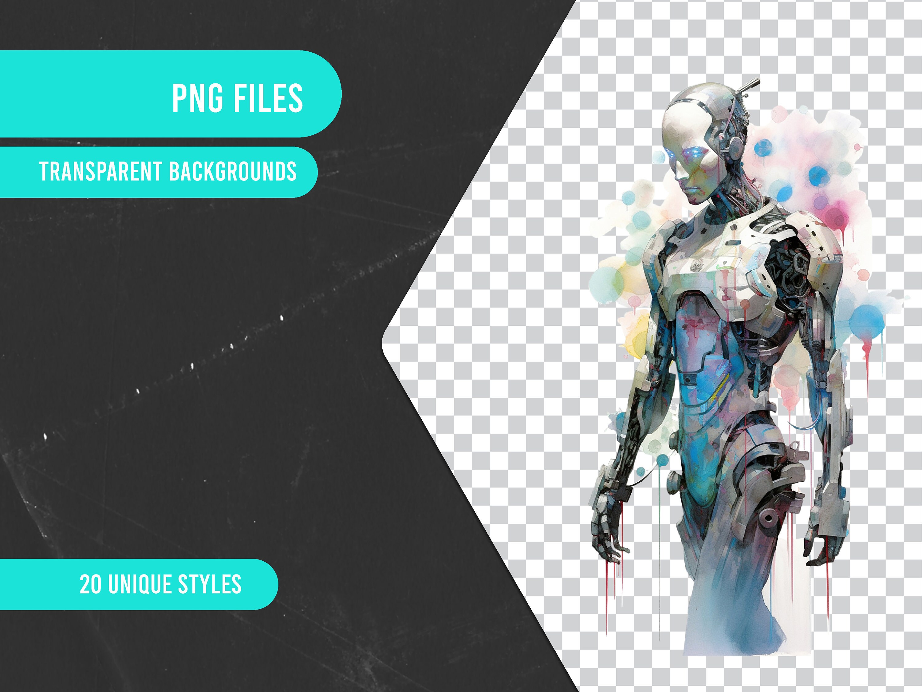 Watercolor Robot Clipart, Water Colour Humanoid Robot PNG, Cyborg Clip ...