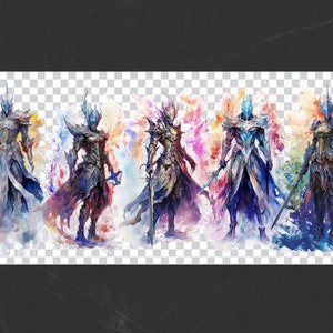 Watercolor Knights Clipart, Water Color Armoured Knights PNG, Chevalier ...